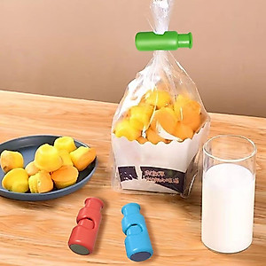 AOEMSMEISN Bread Bag Clips, Upgrade Squeeze and Lock Chips, Reusable Grocery Bag Clips (Red, 12pcs)