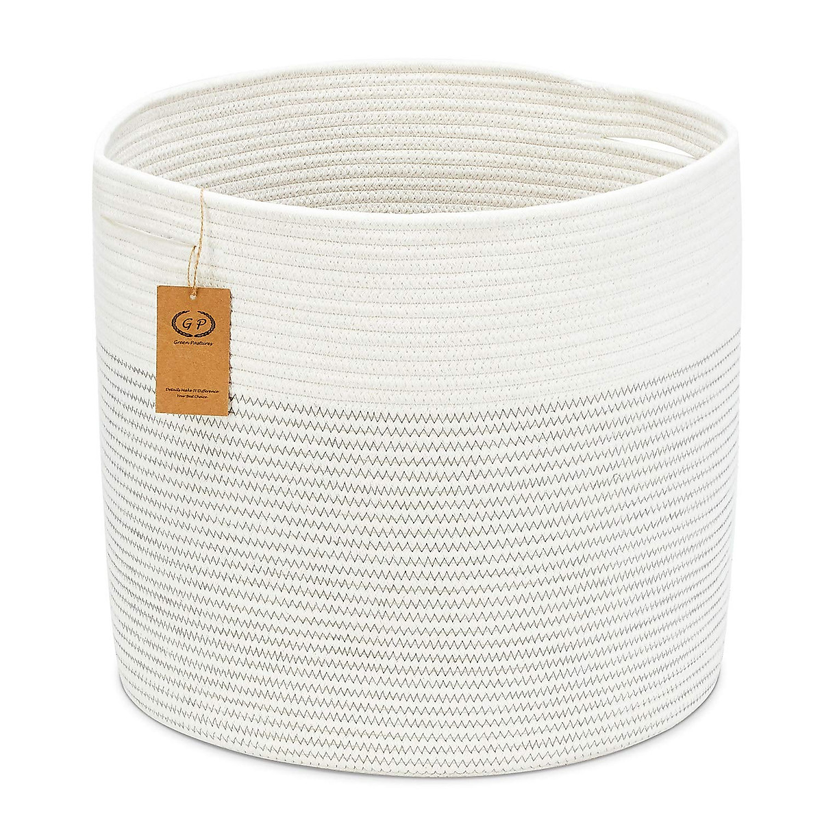 Large Cotton Rope Baskets 18'' x 16'', Woven Blanket Storage Baskets with Handles, Baby Kids Toy Bins Storage,Decorative Laundry Baskets in Nursery Living Room