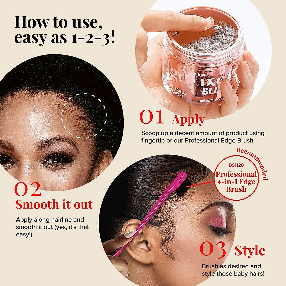 Red by Kiss Edge Fixer Color 24 HR Max Hold & 100% Gray Coverage 30mL (1.01 US fl.oz) Natural Black Perfect for Missing Edges