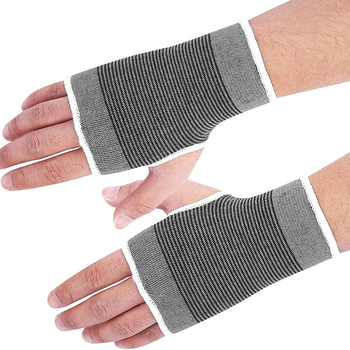 VGEBY 1Pair Wrist Brace, Elastic Wristband Wrist Palm Brace Carpal Tunnel Hand Compression Support Wrap Basketball Football Sports Gym Protector (Gray) Palm Protector For Hand