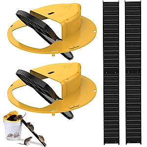 2 Pack Mouse Rat Trap Bucket,5 Gallon Mouse Rat Traps Indoor for Home,Bucket Lid Rat Traps Indoor Outdoor,Reusable Mouse Catching Tool.(Yellow)