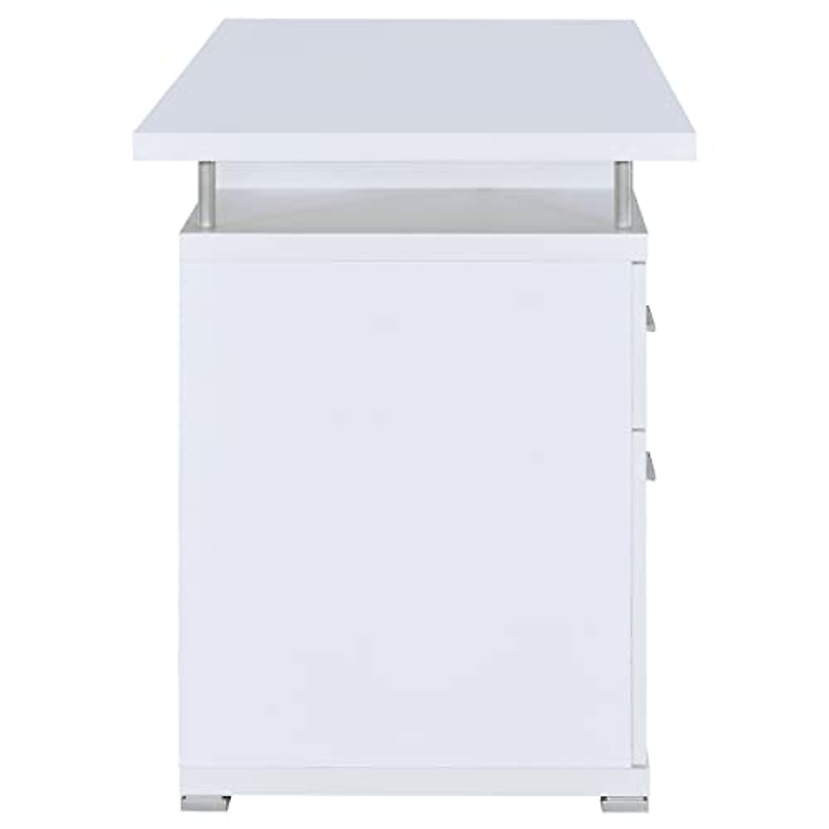 Coaster Furniture Tracy Modern Contemporary 2 Drawer Home Office Computer Desk with Keyboard Tray Storage File Cabinet White 800108
