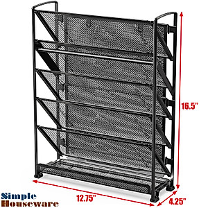 Simple Houseware 6 Tier Wall Mount Document Letter Tray Organizer, Black