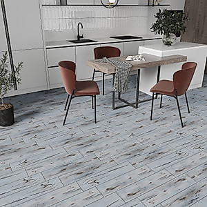 CHIHUT 6"x36" Waterproof Vinyl Flooring Planks Blue Peel and Stick Vinyl Flooring Self Adhesive Wood Grain Vinyl Floor Tile for Bathroom Kitchen RV DIY Flooring 16 Pack Laminate Flooring Planks