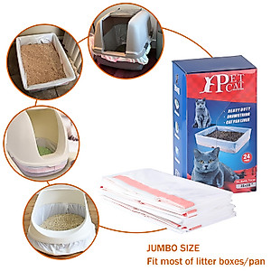 Jumbo Cat Litter Box Liners with Drawstring, 24 Count Extra Thick and Durable Litter Box Liner Bag Disposable Waste Bags for Home/Kitchen Trash Cans (36" x 18")