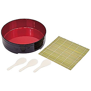 JapanBargain 1577, Japanese Hand Roll Sushi Making Kit Sushi Oke Hangiri Sushi Rice Mixing Bowl Tub Rice Scoop Paddle Set Temaki Sushi Making Set