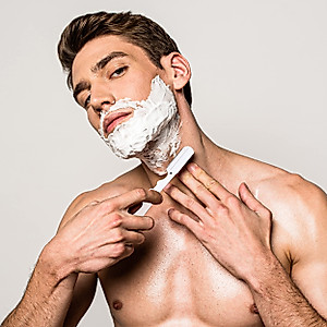 Utopia Care Professional Barber Straight Edge Razor Safety with 100-Pack Blades - 100 Percent Stainless Steel (White)