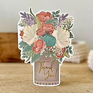 Floral Thank You Cards - 24 Cards With Envelopes - Unique Shape Perfect for Birthdays, Holidays, Weddings, Graduations - 5 x 7 Inches