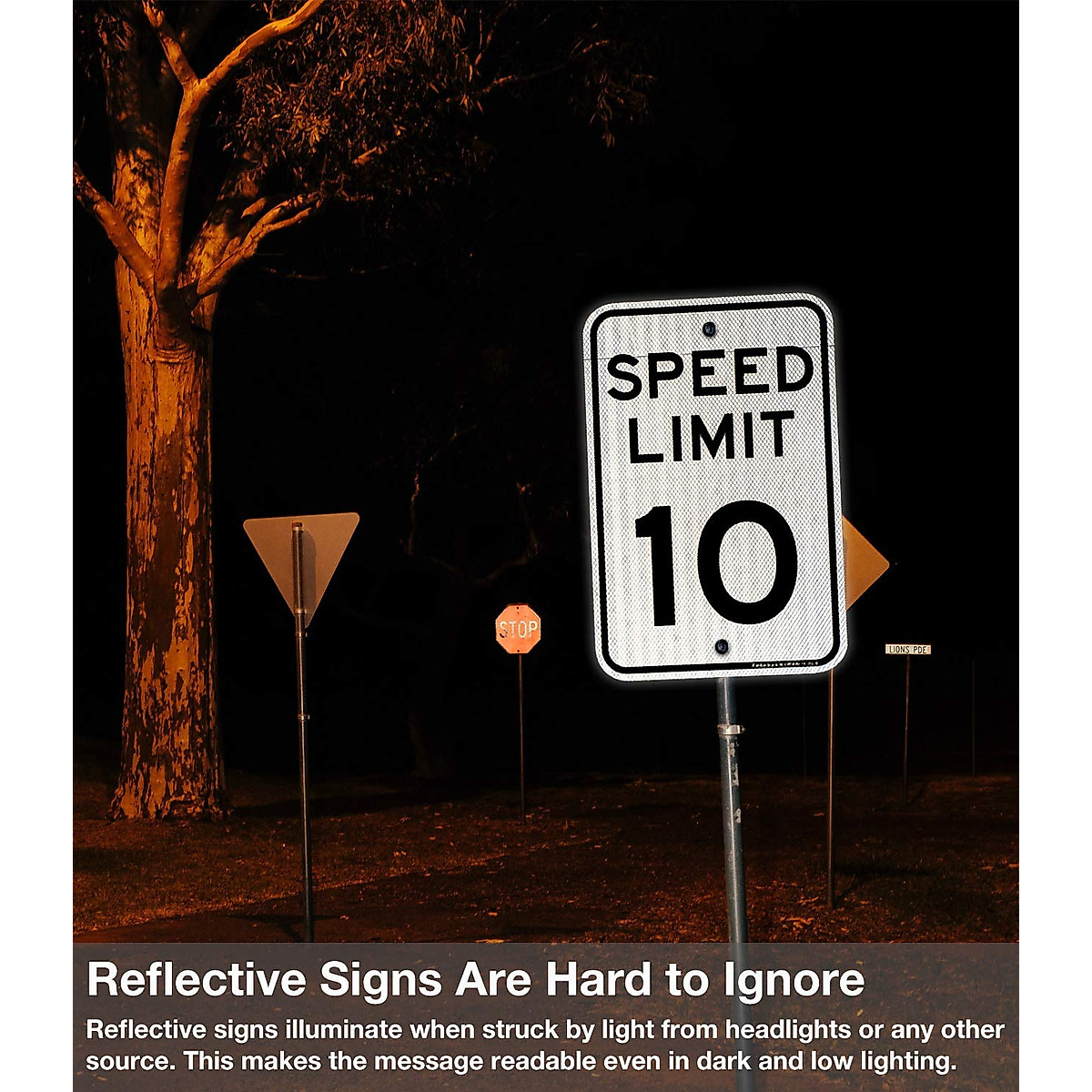 (4 Pack) Speed Limit 10 MPH Sign, Slow Down Sign, Traffic Signs,18 x 12 Inches Engineer Grade Reflective Sheeting, Rust Free Aluminum, Weather Resistant, Waterproof, Durable Ink, Easy to Mount