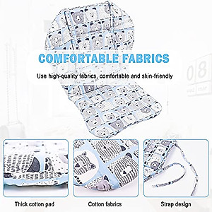 Baby Highchair Seat Cover, Bear Pattern Baby High Chair Liner, Breathable High Chair Pad, Comfortable Baby High Chair Seat Cushion Insert, Suitable for High Chairs and Strollers