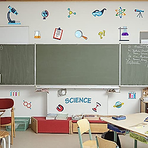 OLYCRAFT 23Count Science Element Theme Wall Sticker Science & Lab Supplies Pattern Wall Decal Peel PVC Wall Decoration Stickers for Kitchen Living Room Bedroom(11.4×35.4 inches)