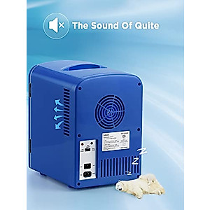 Silonn Mini Fridge, Portable Skin Care Fridge, 4 L/6 Can Cooler and Warmer Small Refrigerator with Eco Friendly for Home, Office, Car and College Dorm Room, Compact Refrigerator and Blue (SLRE01B1)