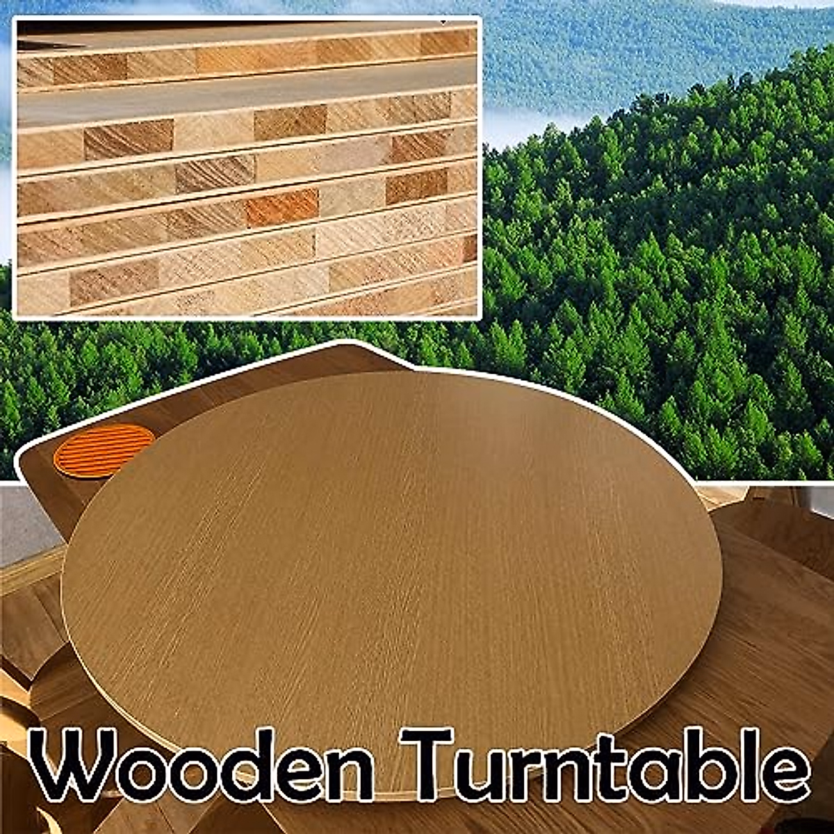 Rotating Round Lazy Susan For Dining Table Ø 20 24 28 32 36 39 Inch, 360 Degree Rotating Wooden Turntable With Silent Bearings, Easy To Share Food Tabletop Serving Tray
