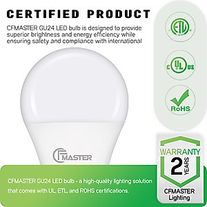 JIANGSILING GU24 Led Light Bulb, 9W(60W Equivalent), 5000K Daylight, A19 Shape GU24 Light Bulb, 800 Lumens GU24 Led Bulbs, CRI 85, Non-Dimmable ETL Listed(2-Pack)