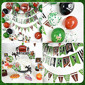 Football Party Decorations, Football Birthday Party Decorations, Sports Party Supplies Set Include Happy Birthday Banner, Football Balloon, Football Cake Topper for for Kids Birthday Football Party