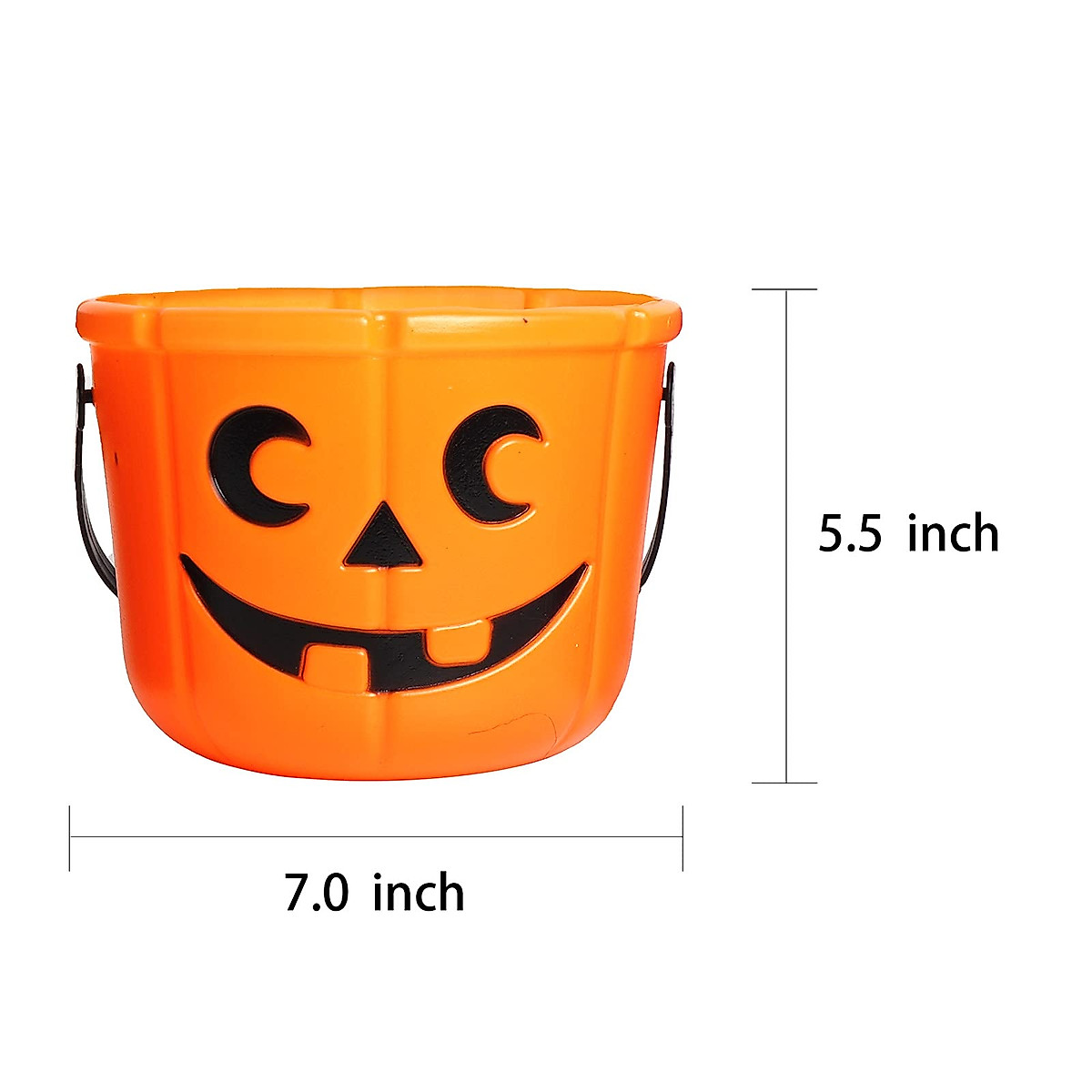 KEPATO Halloween Pumpkin Candy Bucket, 3 Pack Large Plastic Trick or Treat Basket for Kids, Portable Halloween Candy Pumpkin Pails for Halloween Party Decor Favors