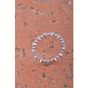 SILVERCLOSEOUT Rhodium Plated Sterling Silver Womans Cz Cubic Zirconia Thin Stacking Eternity Band Ring- Size 7