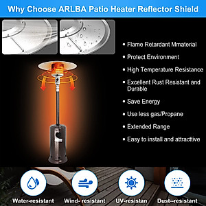 ARLBA Upgraded Outdoor Patio Heater Reflector Shield, Propane Heat Reflector Shield Top for Outdoor Heaters，Outdoor Heater Replacement Dome Part with All Hardware,33" Universal Fit(3-Hole Mount)
