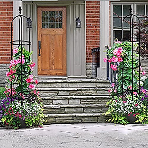 Obelisk Garden Trellis for Climbing Plants, 6 ft Adjustable Heavy Duty Rustproof Thicken Metal Plant Support, Tower Trellis for Climbing Plants Outdoor Indoor Potted Vines, Rose, Flowers(4.16 lbs)