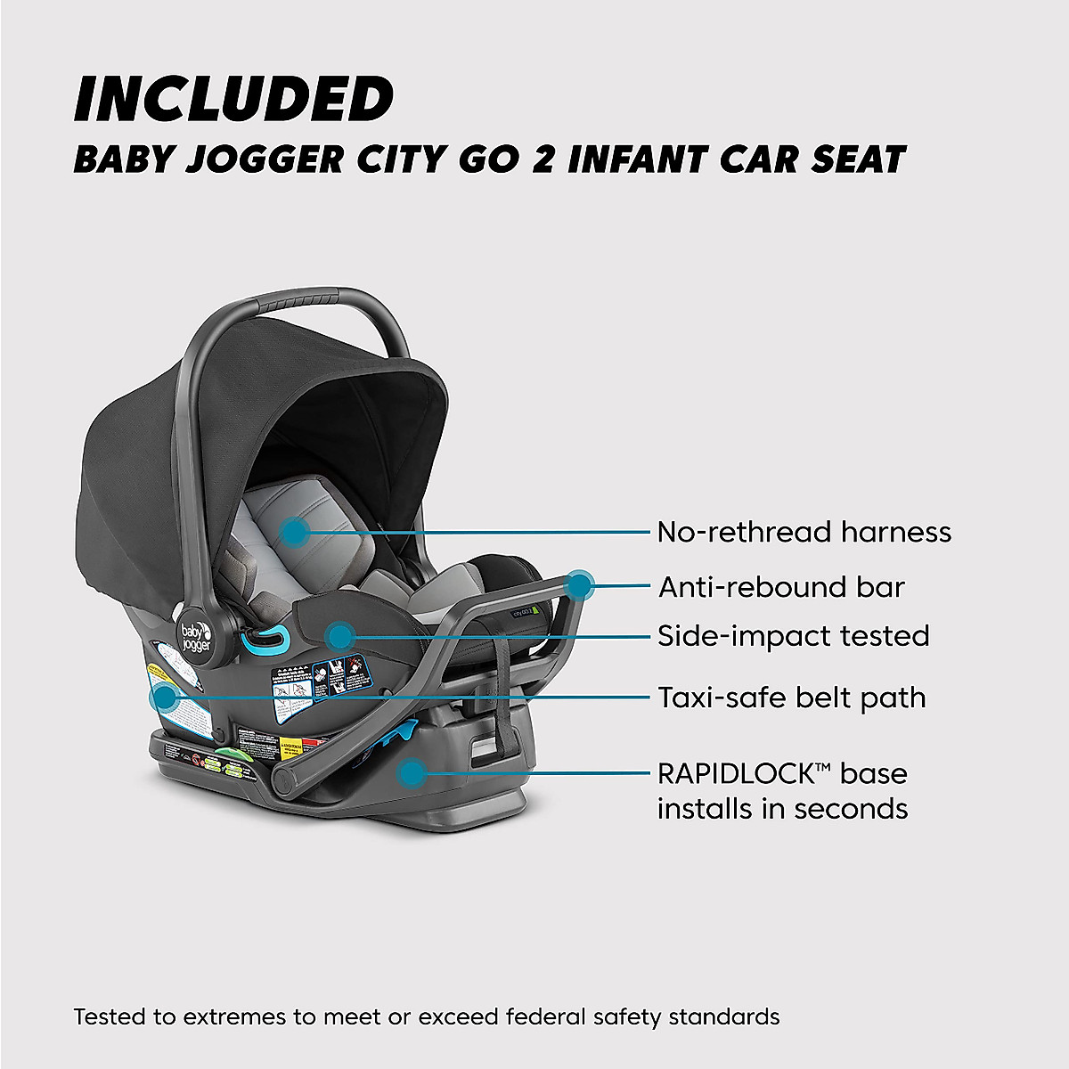 Baby Jogger City Select 2 Single-to-Double Modular Travel System, Includes City GO 2 Infant Car Seat, Radiant Slate