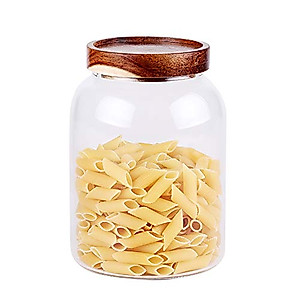 LEAVES AND TREES Y Glass Storage Jar, Food Storage Container/Canisters with Airtight Lid for Serving Tea, Coffee, Honey.Spice, Perfect as a Cereal Dispenser (6.3 inch high)