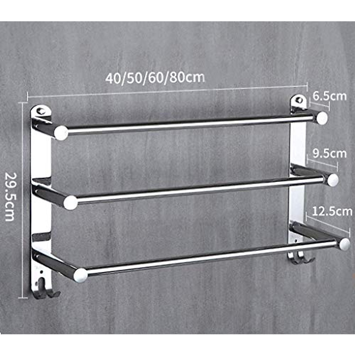 SilteD Towel Rack Wall-Mounted Towel Rail Towel Bar Bathroom,Solid Base,Screw Kit,Easy to Install/50Cm