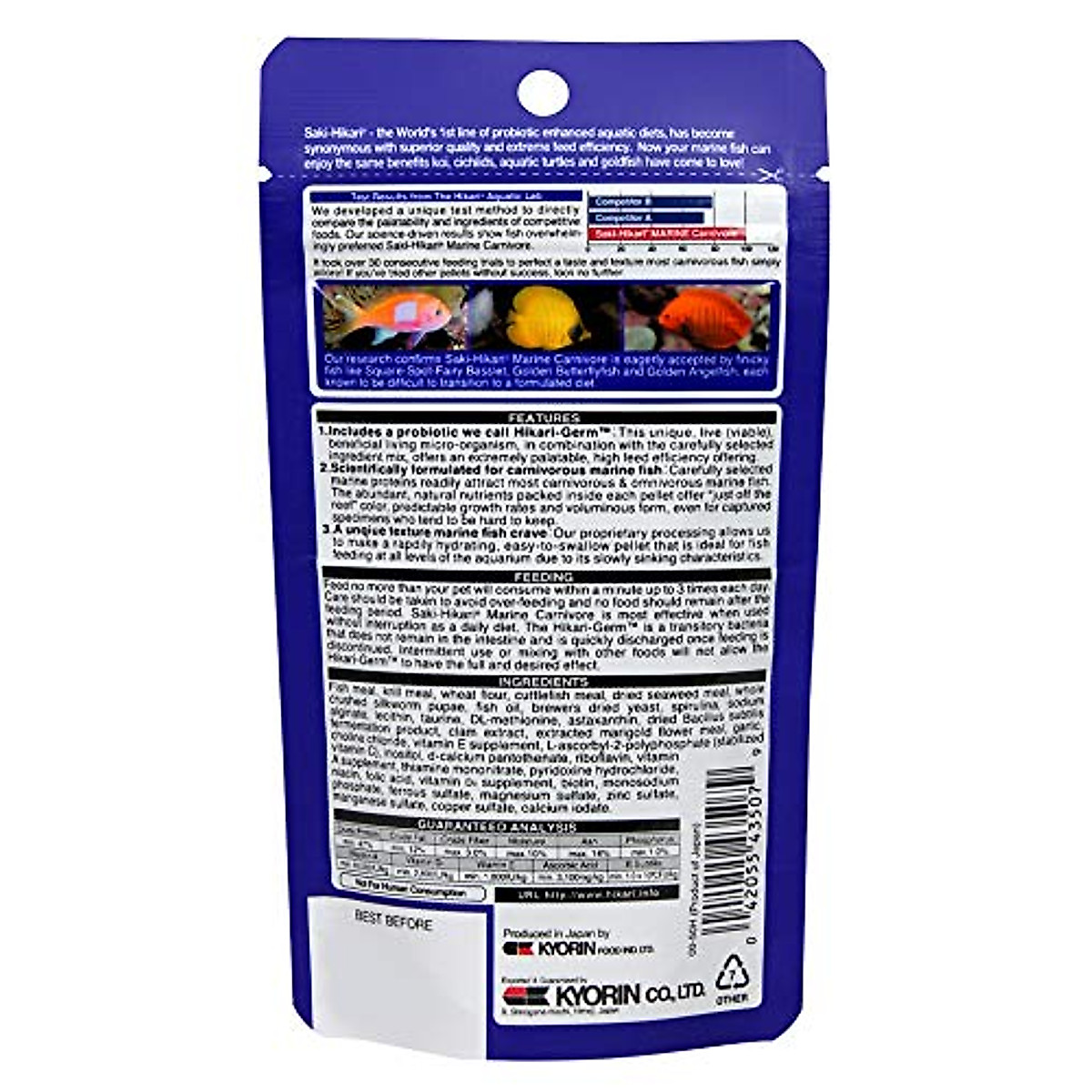 Hikari 042220 Carnivore Medium Sinking Pellets Marine Fish Food, One Size