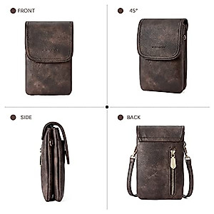 BOSTANTEN Leather Small Crossbody Bags for Women Designer Cell Phone Bag Wallet Purses Adjustable Strap Retro Coffee