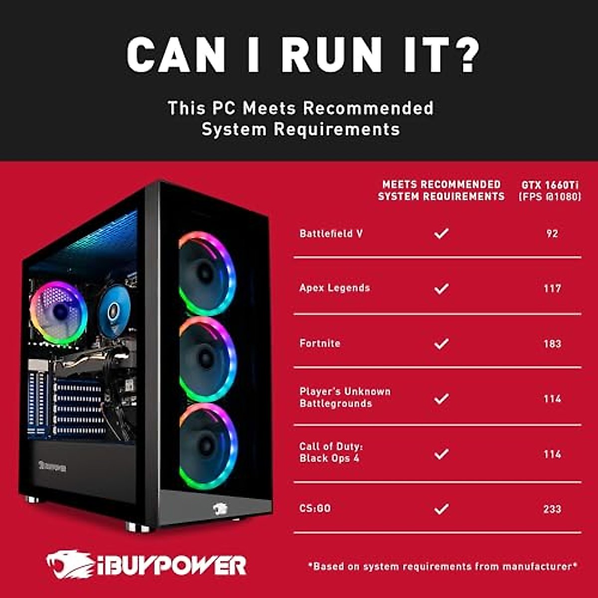 iBUYPOWER Gaming PC Computer Desktop Element 9260 (Intel Core i7-9700F 3.0Ghz, NVIDIA GeForce GTX 1660 Ti 6GB, 16GB DDR4, 240GB SSD, 1TB HDD, Wi-Fi & Windows 10 Home) Black