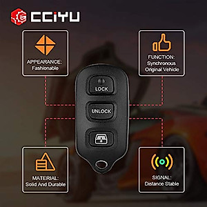 cciyu 1PC Uncut 4 Buttons Keyless Entry Remote Fob Case Replacement for Toyota Avalon 4Runne Sequoia (HYQ12BAN, HYQ12BBX, HYQ1512Y)