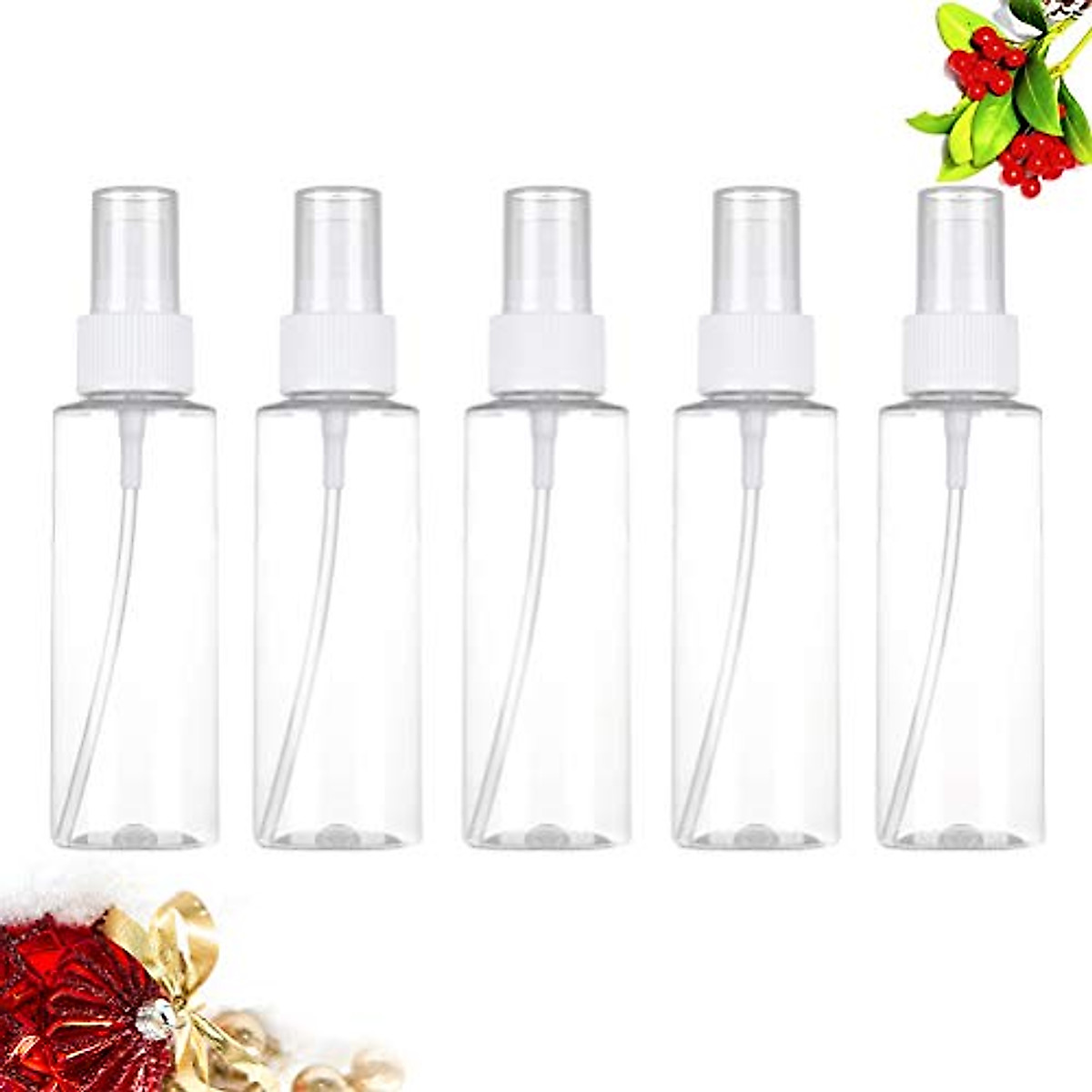 FALOME 5pcs Clear Empty Spray Bottles Refillable Cosmetic Containers for Cleaning Products for Travel