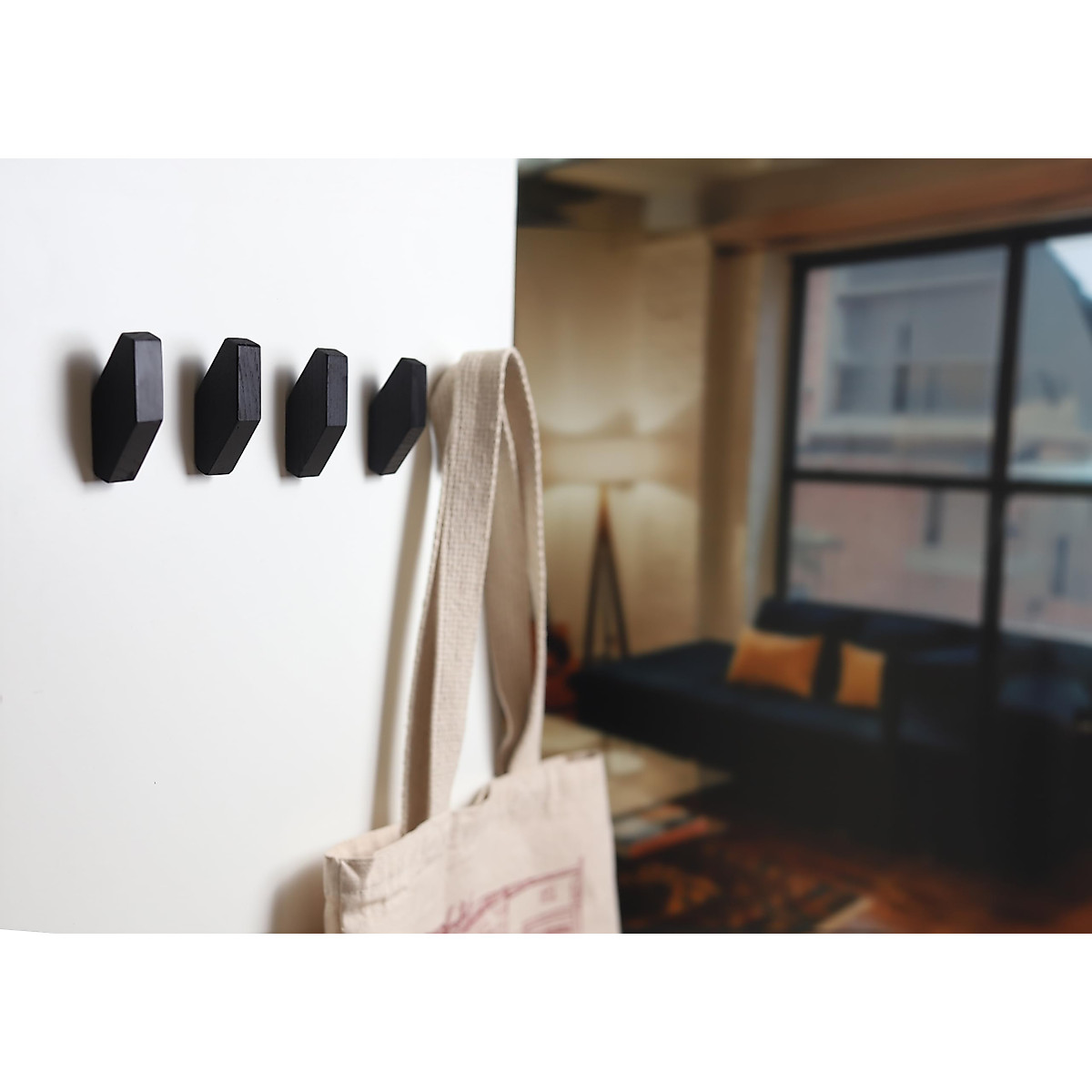 TOROS store Set of 5 Wood Wall Hooks - Modern Black Wooden Coat Hooks for Hanging, Coat Hooks Wall Mounted, Decorative Hooks, Hook Rack, Bag Hooks, Hat Hooks for Wall, Backpack Wall Hook