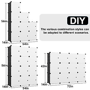 MAGINELS 12 Large Cube Storage Organizer with Doors,Deep Stacking Storage Shelf Clothes,Vertical Cube Organization Cabinet,Suitable for Bedroom,Office,Studyroom,Black(14×18inch)