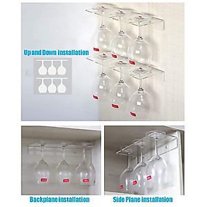 Generic Brands Stemware Rack,Wine Glasses Holder Under Cabinet Organization and Storage Set of 2, Clear Acrylic Finish 11 Inch Wine Glass Rack
