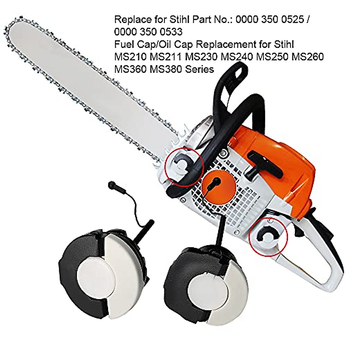 Fuel Cap & Oil Cap for Stihl MS192T MS200 MS210 MS250 MS290 MS310 MS340 MS360 MS380 MS440 MS460 MS880 Chainsaw