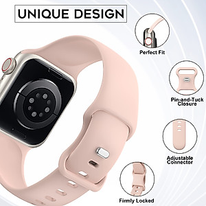 6 Pack Sport Bands Compatible with Apple Watch Band 38mm 40mm 41mm 42mm 44mm 45mm 49mm,Soft Silicone Waterproof Strap for iWatch Ultra2 Series 9 Ultra 8 7 6 5 4 3 2 1 SE Women Men (Black/White/Pink