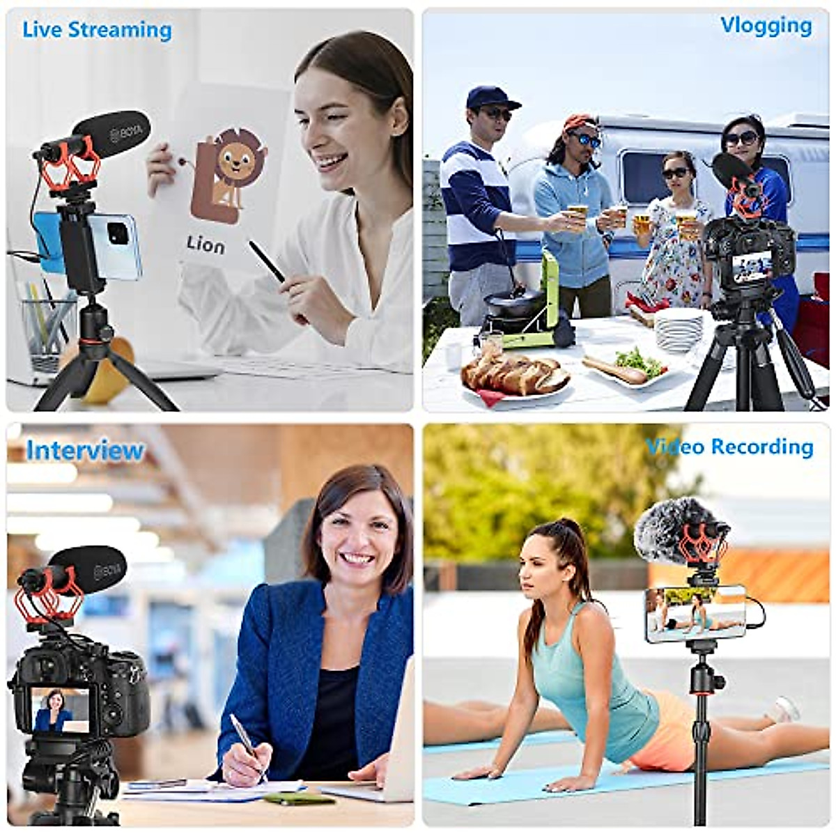 BOYA BY-BM2040 Camera Microphone External Shotgun Microphone with Shock Mount for Cameras DSLR Phone Camcorder Universal Super Cardioid Video Mic for Video Recording Interview YouTube Vlogging