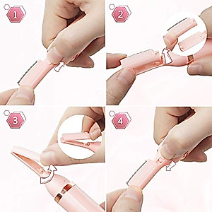 leuxe Eyebrow Trimmer and Facial Hair Remover Cordless Hair Remover for Face,Lips,Armpit,Portable Rechargeable Bikini Shaver (Pink)