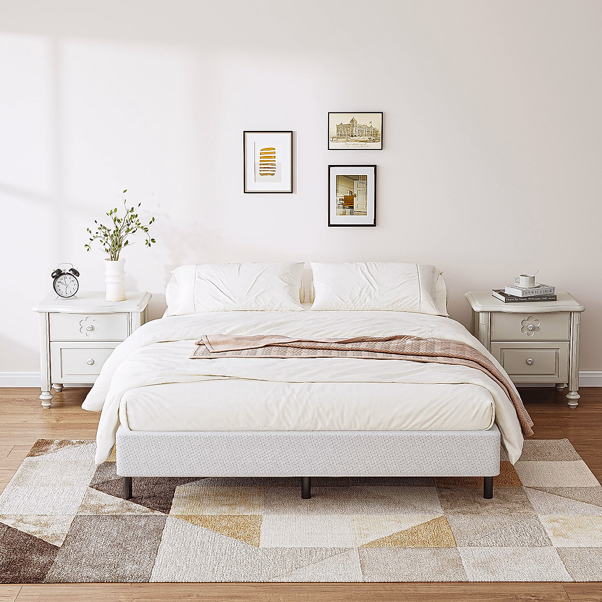 Daqutic Box Spring Cal King，9 Inch Metal Box-Spring Only, Mattress Foundation, Heavy Duty Structure with Fabric Cover, Noise Free, Non-Slip, Easy Assembly