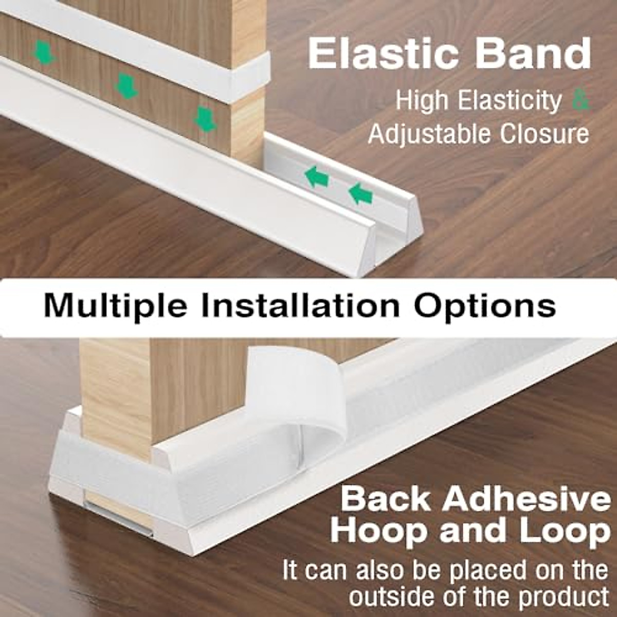 Lewondr Door Draft Stopper 36 Inch Waterproof Under Door Draft Noise Blocker Soundproof Cuttable Trapezoid Strong Adhesive Weather Stripping Door Seal Under Door for Reduce Dust Air Door Sweep, White