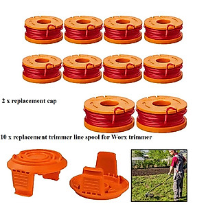 Trimmer Spool Line for Worx WA0010,Edger Spool fits for Worx Trimmer spools Weed Eater String,Weed Wacker Spool Replacement Parts,Trimmer Line Refills 0.065 inch for Electric String Trimmers 10 pack