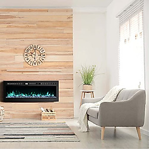 50 inch Electric Fireplace Wall Mounted, Led Fireplace, Wall Fireplace Electric with Remote Control, Electric Fireplace Inserts, Adjustable Flame Colors and Speed