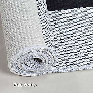 USTIDE Buffalo Check Rug 23.6''x51''Cotton Black and White Plaid Rugs Washable Hand-Woven Checked Doormat Retro Farmhouse Rug