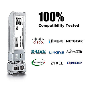 2 Pack 10G SFP+ SR Transceivers with 1m OM3 LC to LC Fiber Patch Cable, SFP+ to LC Multimode Module Compatible for Cisco SFP-10G-SR