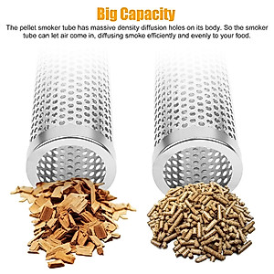12-Inch Round Stainless Steel BBQ Grill Smoker Box Tube for Wood Pellet Pipe - Ideal for Smoking Meat