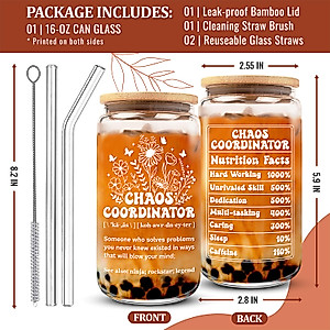 HEXMOZ Chaos Coordinator Gifts for Women, Boss Lady - Boss Day Gifts - Thank You, Appreciation Gifts for Coworkers, Leaders, Managers, Nurses, Assistants, Friends - Office Gift Ideas - Glass Cup