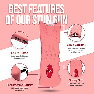 Avenger Defense Stun Gun for Self Defense with LED Flashlight Protection Device (ADS-80P)- (Baby Pink)