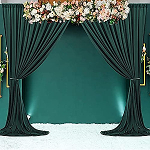 10 ft x 10 ft Wrinkle Free Blackish Green Backdrop Curtain Panels, Polyester Photography Backdrop Drapes, Wedding Party Home Decoration Supplies