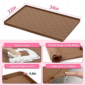 Sdpeia Under Sink Mat for [34" x 22"] Cabinet, Upgraded Silicone Waterproof Mat Kitchen Cabinet Liner Cabinet Protector Kitchen Organizers and Storage