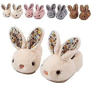 Fadezar Toddler Slippers Girl Boy House Slipper Kids Rabbit Winter Slipper Warm Bunny Slippers Soft Plush Indoor Girls Boys Slipper Cover Heel White 8-9 toddler CN 160